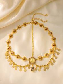 1pc Gold-Plated Women's Headchain, Turkish Arabic Coin Themed Headpiece ...