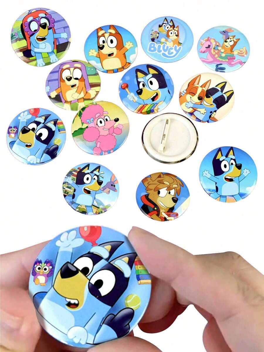 Bluey 12Pcs Blueys Family And Friends Brooch Kawaii Blueys Bingo Dog ...