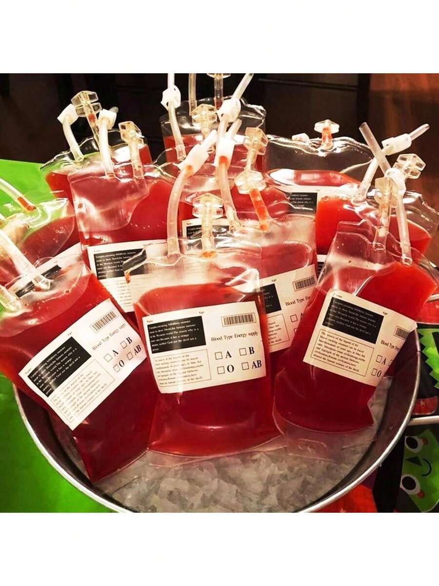 10PCS 350ml Big Halloween Blood Bags Vampire Fake Blood Bags Alcohol Iv ...