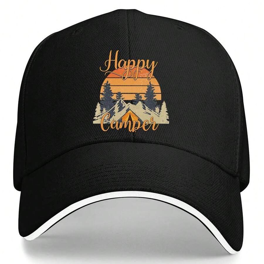 Happy Camper Tent And Mountains At Sunset Baseball Cap Hat | SHEIN USA