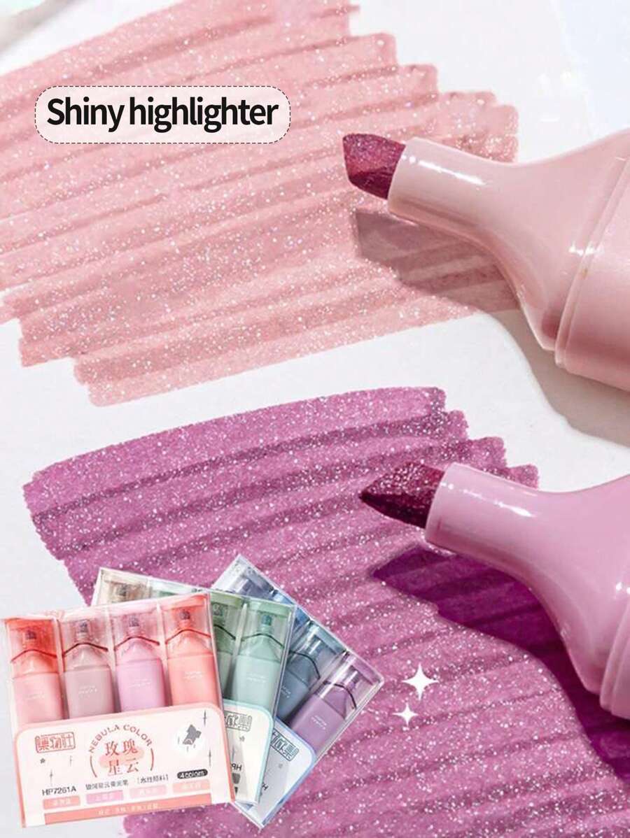 1pc Glitter Highlighter Pen, High-Quality Starry Sky Liquid Glowing ...