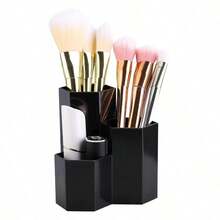 Makeup Brush Holder Organizer 3 Slot Plastic Cosmetics Brushes Pen ...