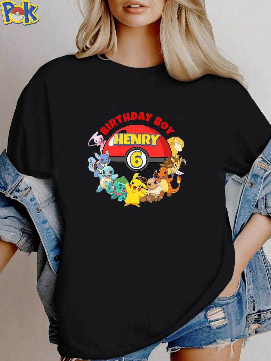 pokemon 180g Pure Cotton Pika Pika Birthday Shirt, Poke Party Theme ...