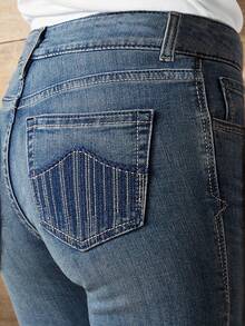 Women's Vintage Bootcut Jeans Mid Rise Stretch Slim Embroidered Wide ...