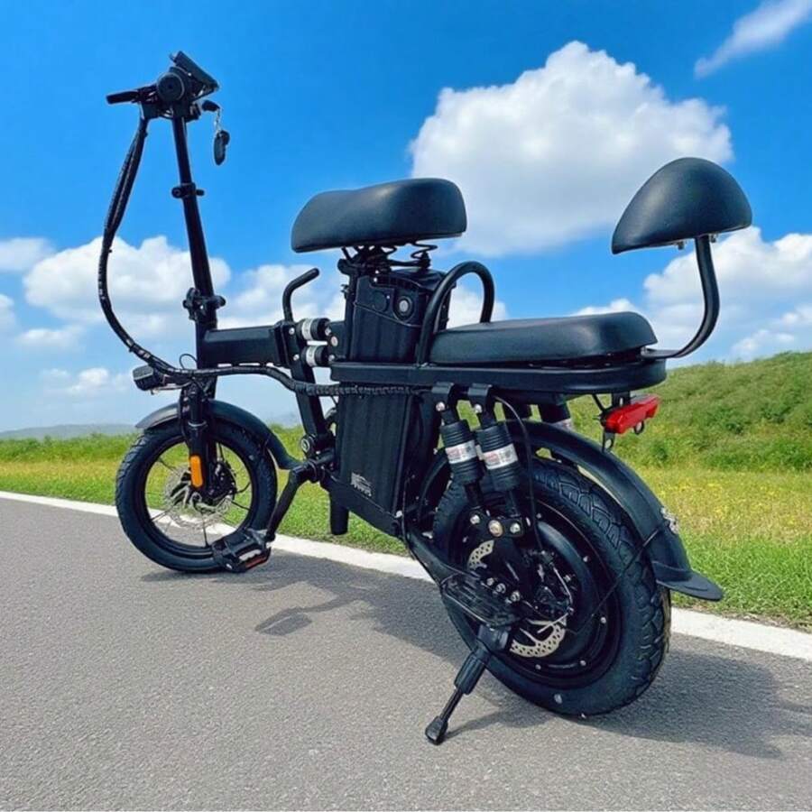 New 500W Black Folding Electric Bike With 48V15AH Lithium Battery Fat Tire Folding E-Bike For ...