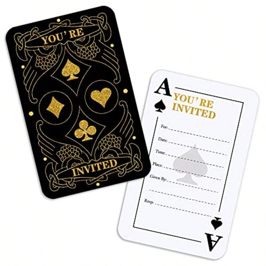 15 Sheets Playing Cards Themed Invitations Card With With 15 Envelopes ...