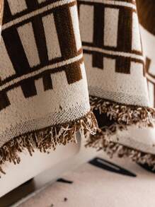 1pc Chenille Sofa Throw Blanket, Boho Leaf Pattern, Soft, Durable, Pet ...