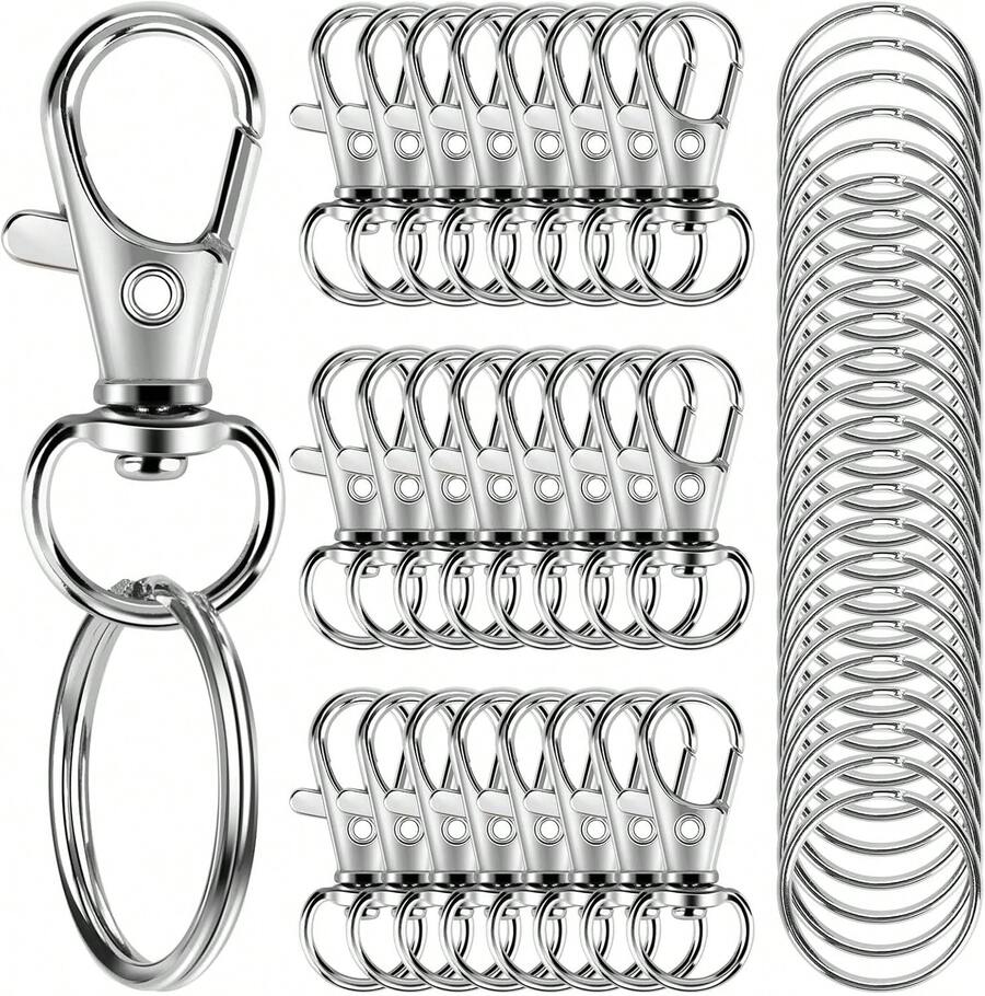 50PCS Metal Lobster Claw Clasp With Key Rings, 25PCS Keychains Clips ...