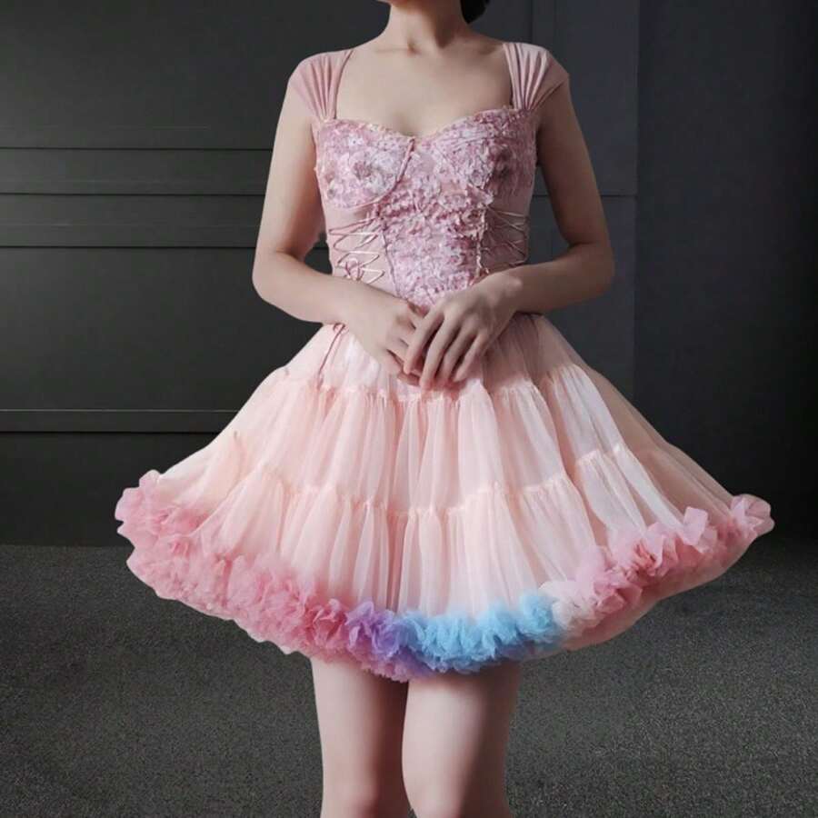 1 pieza Nuevo vestido de tutú suave sin huesos, enagua esponjosa con ...