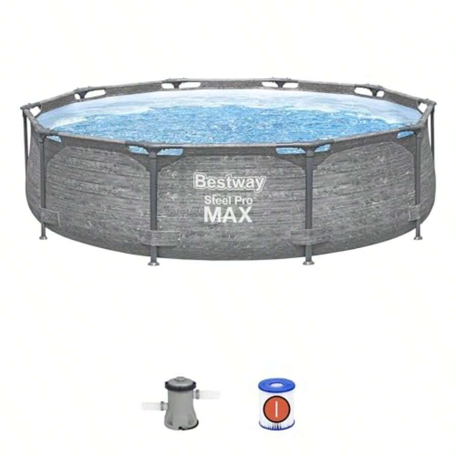 Bestway Steel Pro MAX 10' X 30" Round Above Ground Swimming Pool Set ...