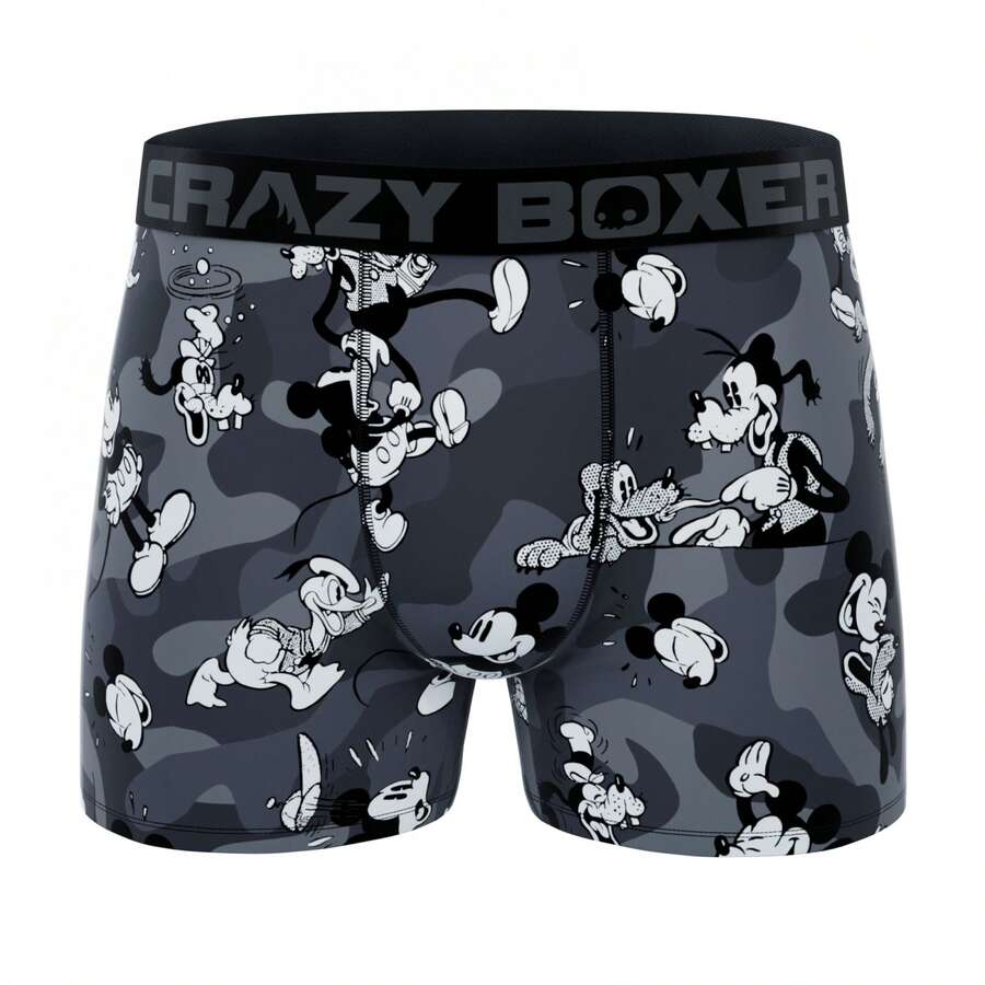 Crazy Boxer Disney Mickey Mouse In Black And White Boxer Briefs | SHEIN ...