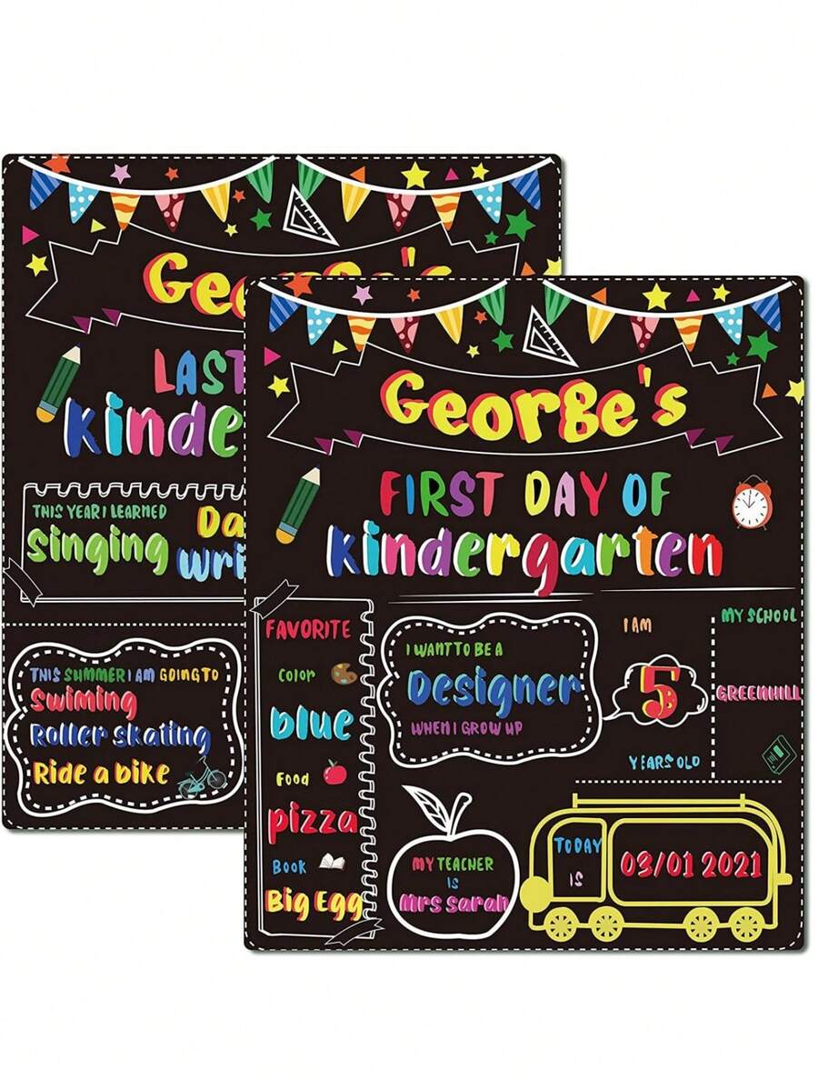2025 Back-To-School Chalkboard, First & Last Day Of School Chalkboard ...
