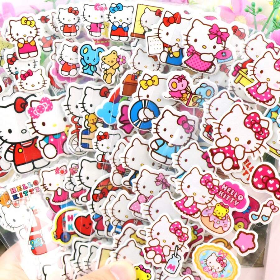 Sanrio 10pcs Cute Hello Kitty 3D Bubble Stickers, Creative 3D PVC ...
