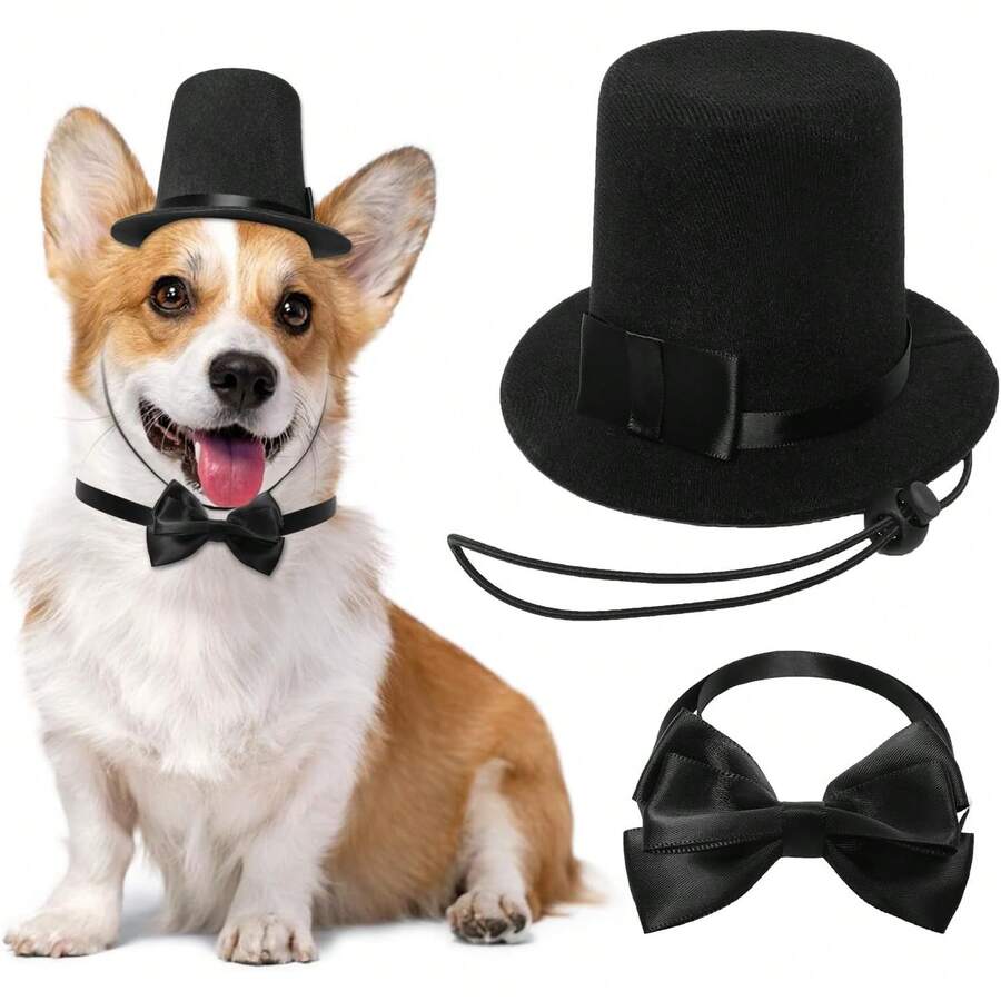 Pet Formal Accessories Set 2 Pcs Dog Costume Top Hat With Formal Pet ...