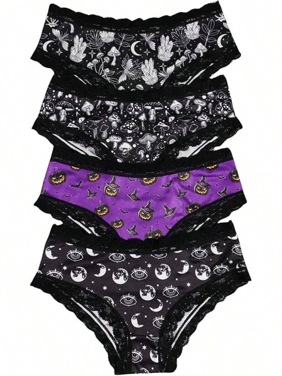 Conjunto de 4 piezas de bragas tipo hipster de encaje gótico de WDIRARA ...