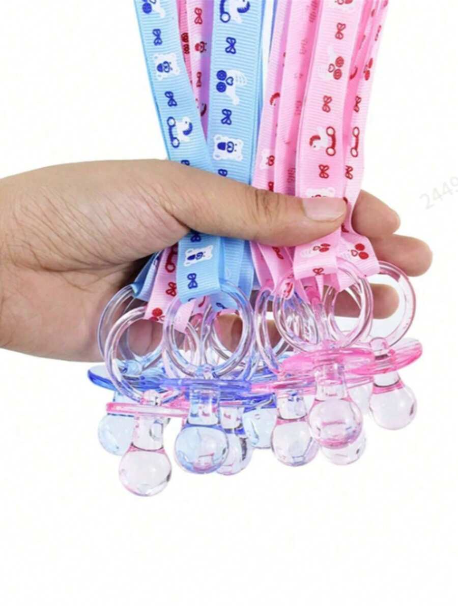 1/2 Pcs Acrylic Pink Blue Pacifiers Necklace For Clear Shower Gender ...