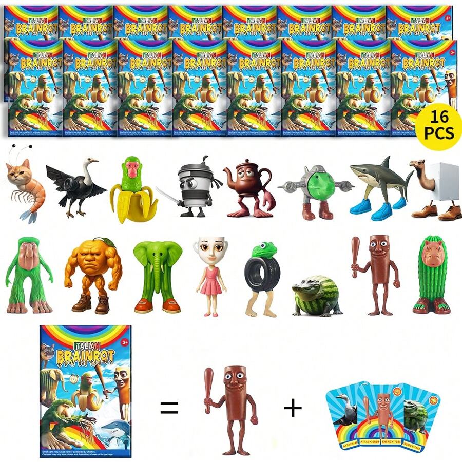16 PIEZAS Juguetes coleccionables de la caja ciega estilo italiano con ...