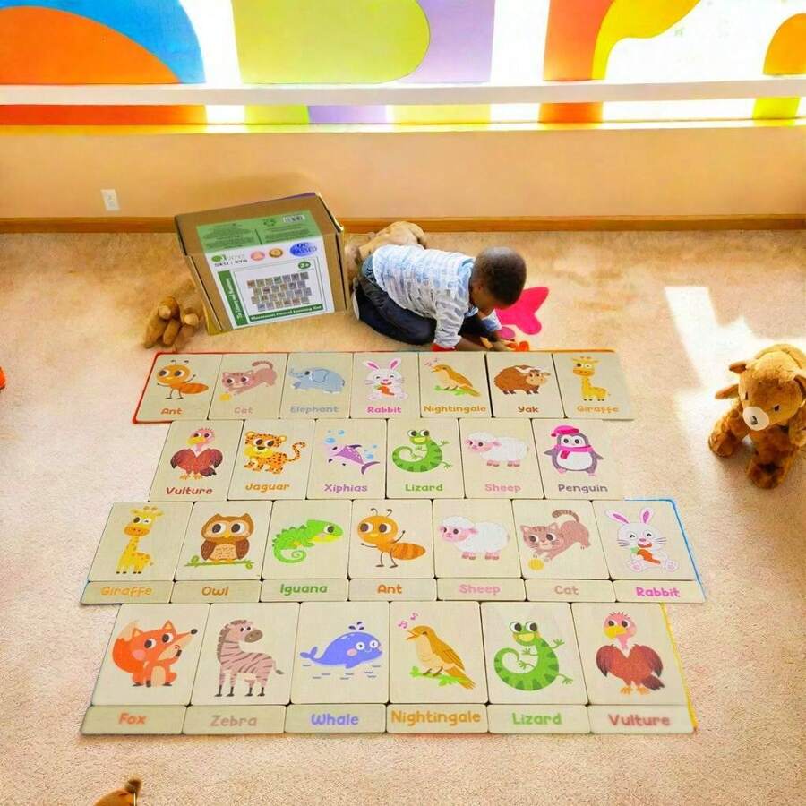 Montessori Educational Toys: Interactive Animal Flashcards & Wooden ...