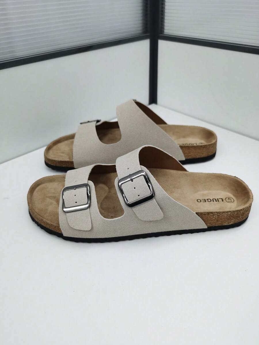 Men Sandals, Arch Support Slides With Adjustable Buckle Straps And Cork ...