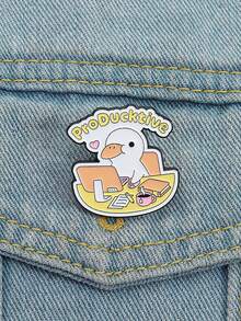 1pc "ProDucktive" Working Duck Lapel Pin - Duck Coder Shaped "Pun On ...