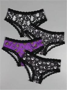 Conjunto de 4 piezas de bragas tipo hipster de encaje gótico de WDIRARA ...