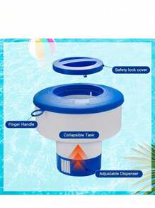 Blue & White Retractable Pool Chlorine Dispenser - Automatic Floating ...