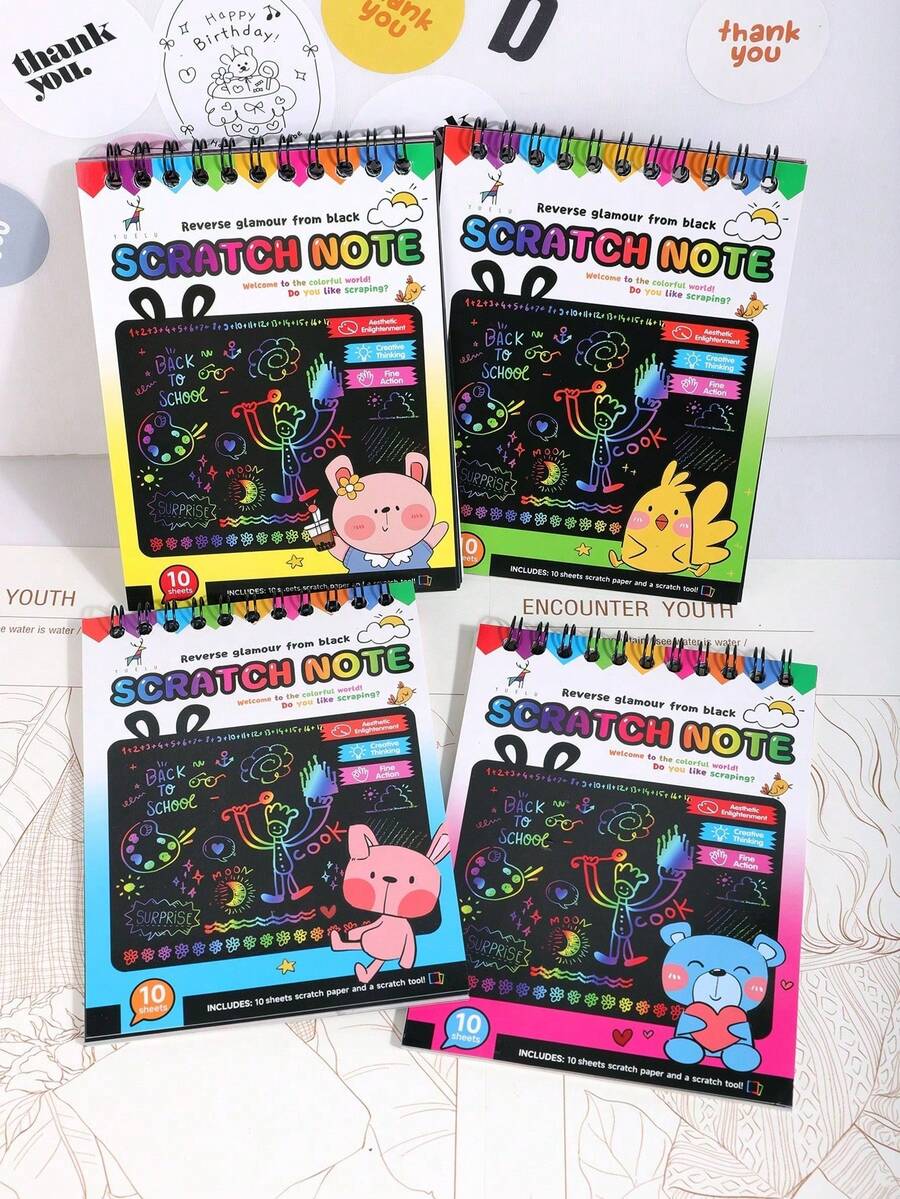 1/4 Kids Colorful DIY Scratch Art Painting Creativity Graffiti Scratch ...
