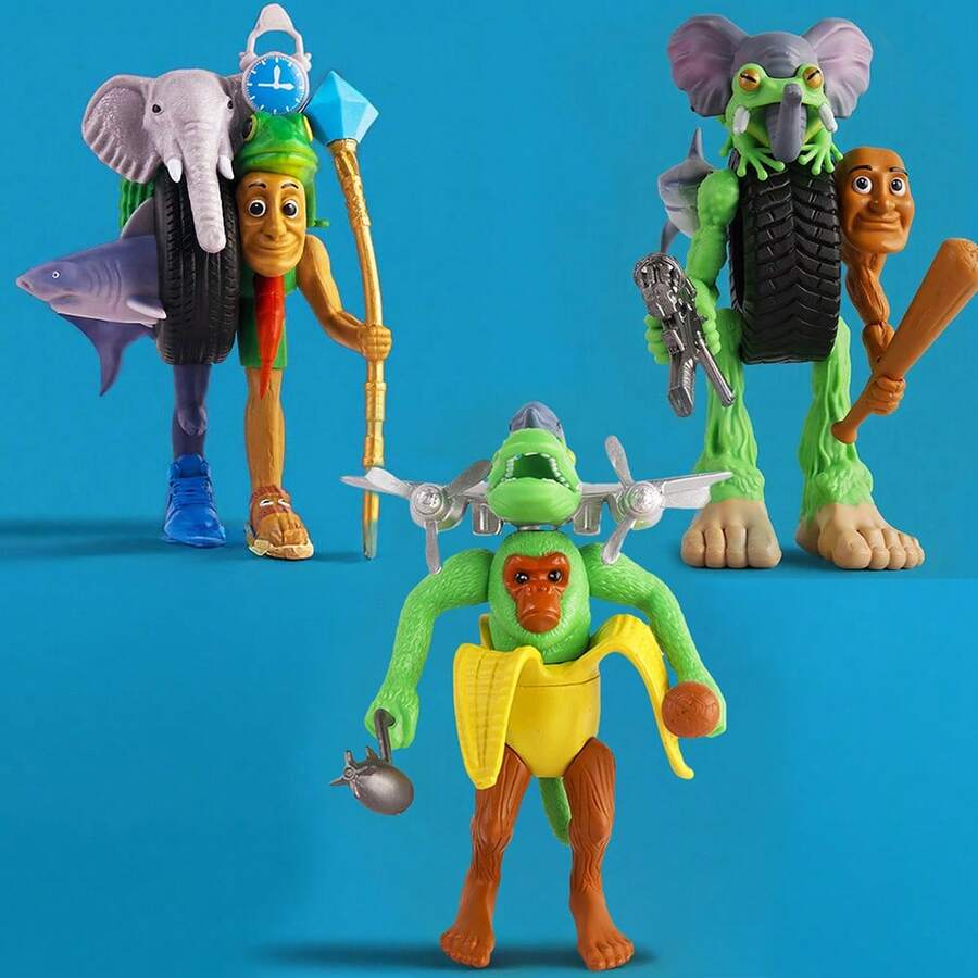 3 peças de bonecos de ação italianos Brainrot, bonecos Tralalero ...