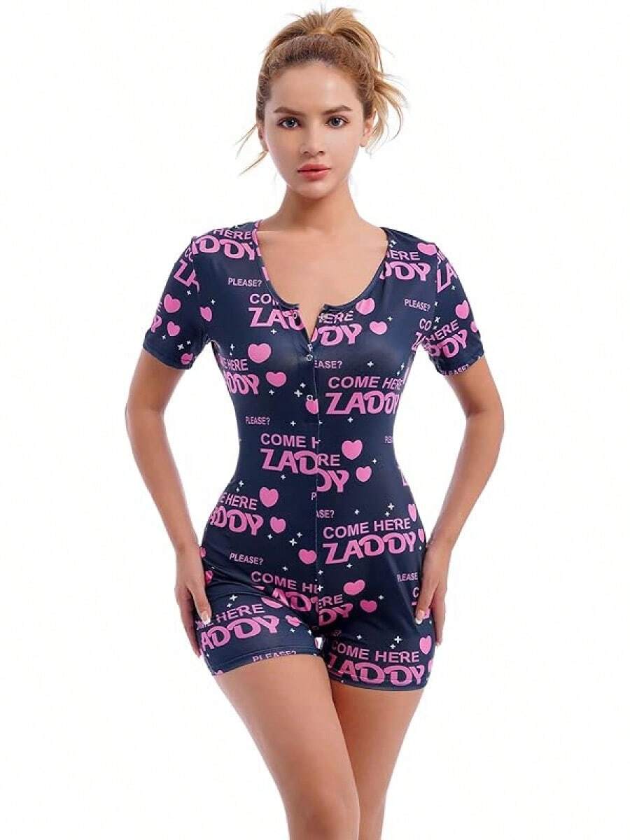 Women Short Sleeve Rompers Sexy One Piece Shorts Bodysuit Playsuit ...