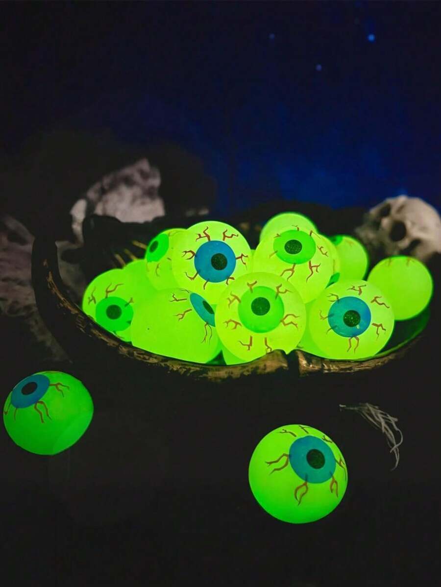 5/10pcs Glow In The Dark Bouncy Ball, Halloween Luminous Soft Bouncy ...