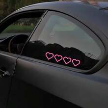 Four Heart-Shaped Car Stickers, Self-Adhesive Sparkling Love Patterns ...