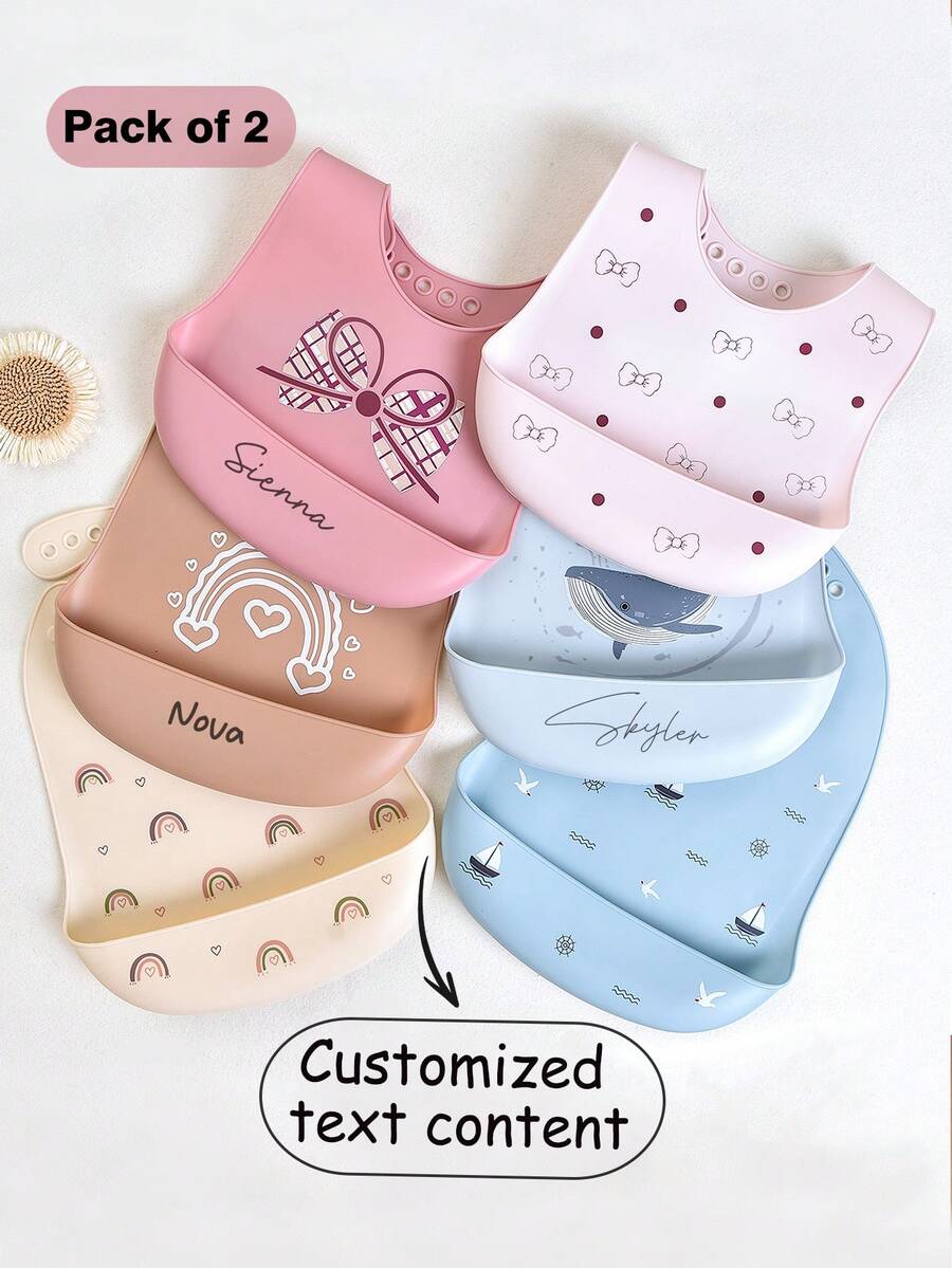 2pcs Custom Silicone Baby Bibs - Leak-Proof, Dirt-Resistant, Soft ...