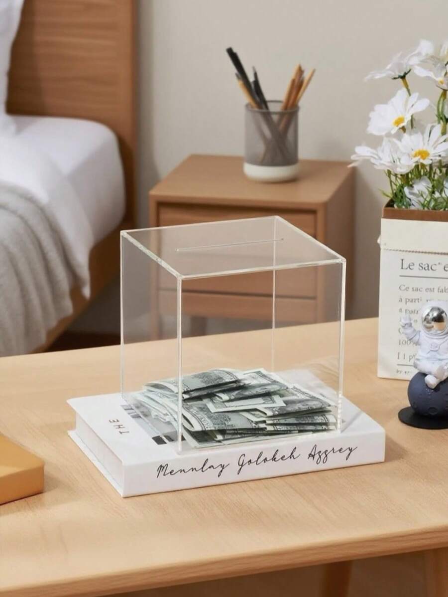 1pc Acrylic Clear Saving Pot, Coin Bank Money Saving Jar With 101.44oz ...