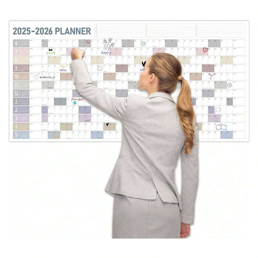 Large Yearly Wall Calendar 2025, Full Year Calendar One Page, Jun 2025 ...