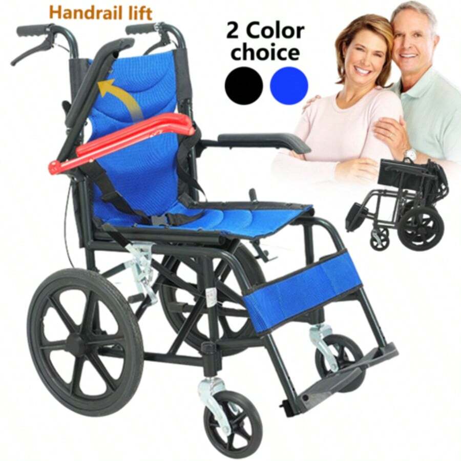 PORIYA 20" Lightweight Foldable Wheelchair With One-Touch Park Brakes ...