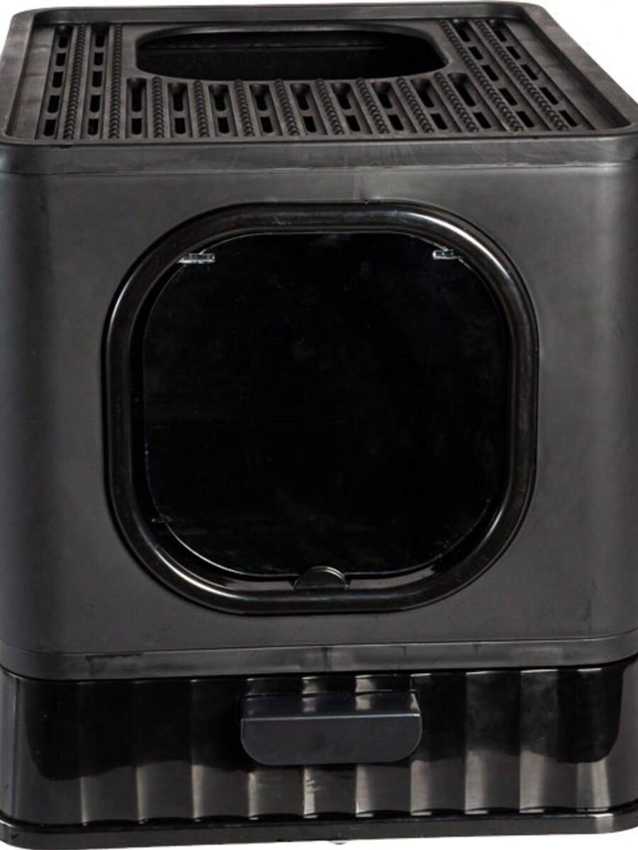Black Cat Litter Box With Enclosed Litter Box, Odorless, Luxury Sandbox ...