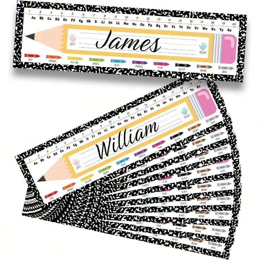 36 PCS Back To School Desk Name Tags For Classroom Waterproof Double ...
