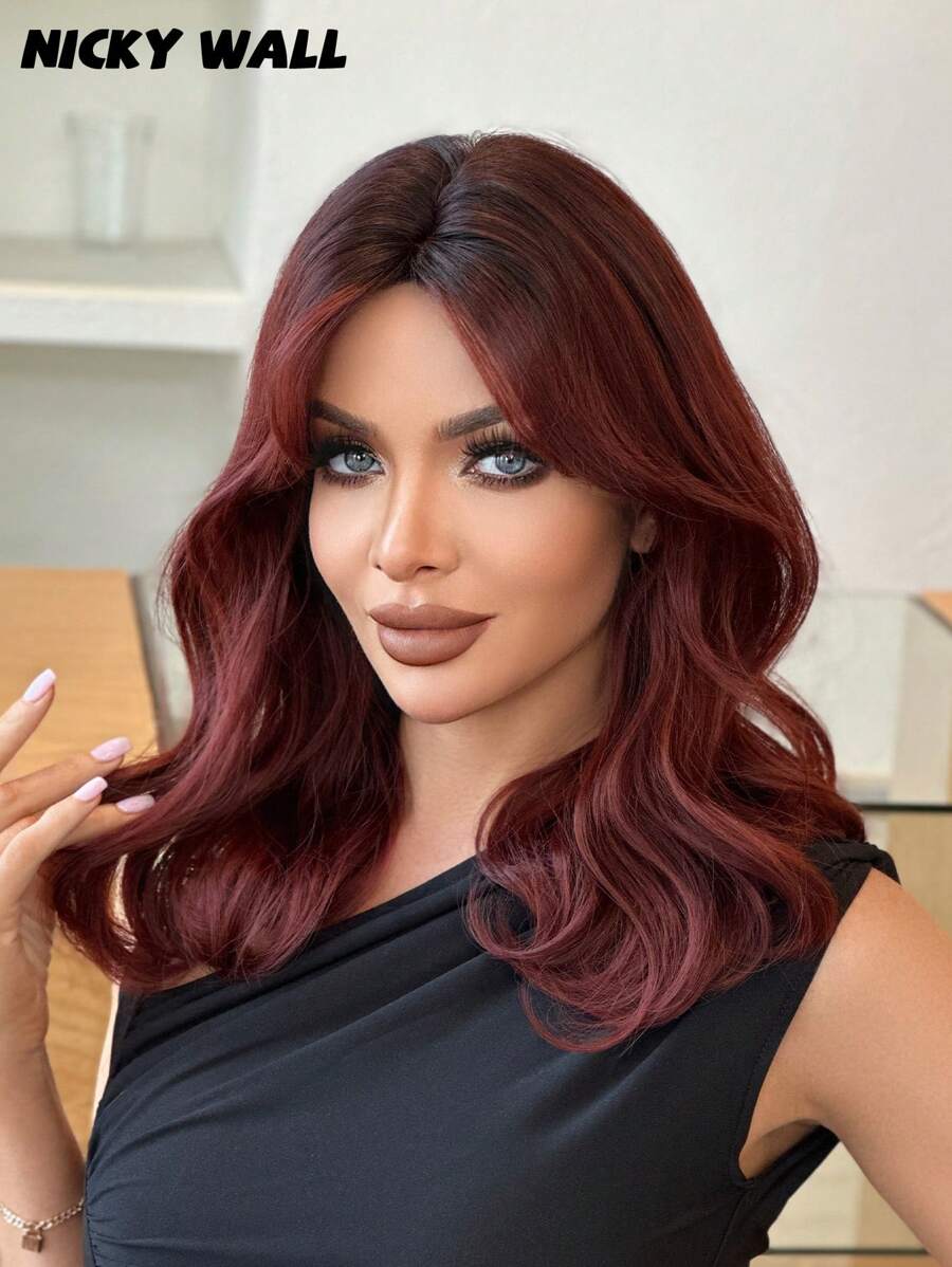 NICKY WALL 16 Inch Raspberry Red Curly Wigs For Fashion Women-Medium ...