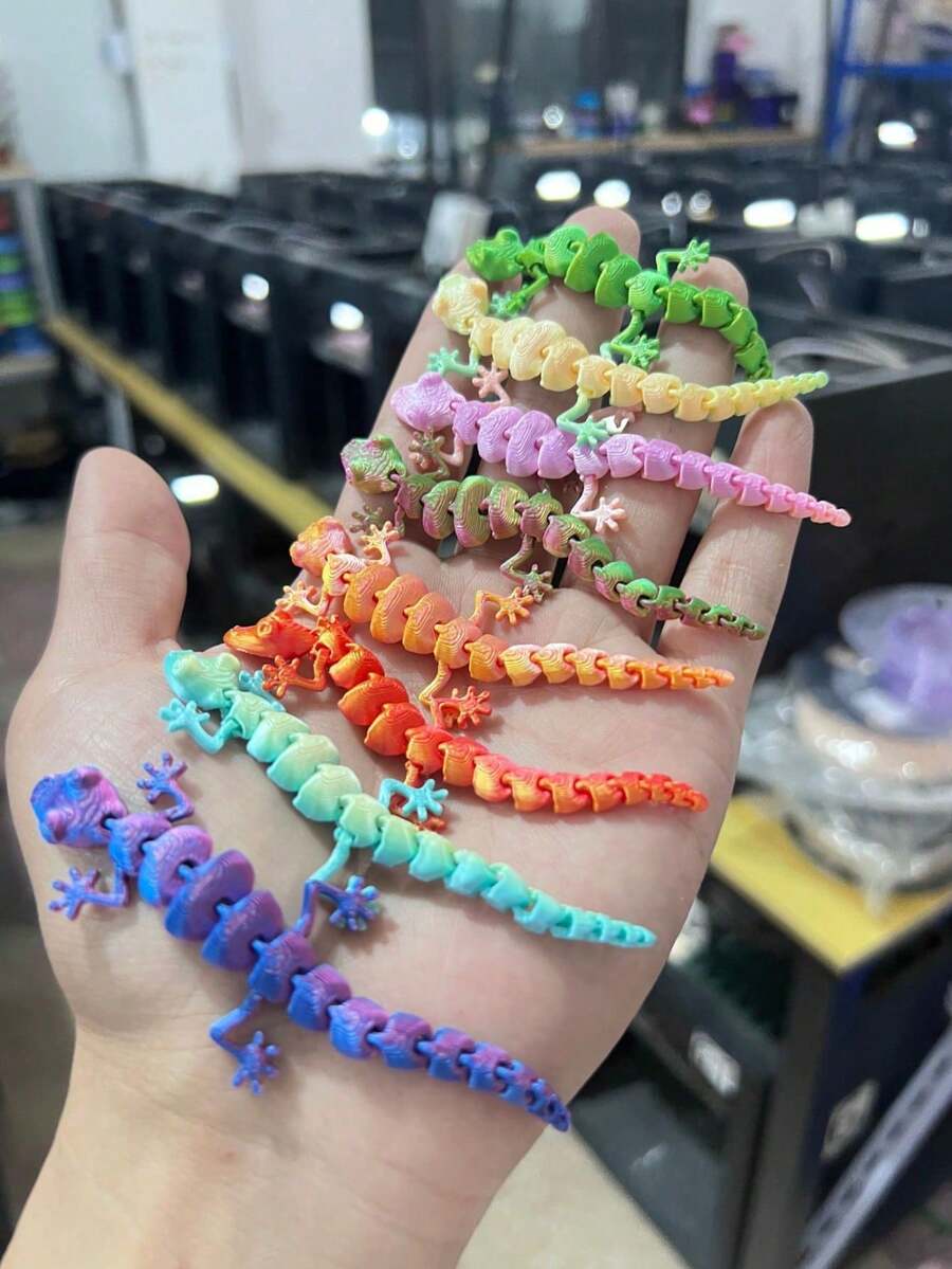 15pcs 3D Printed Cute Mini Gecko Desk Decor, Random Gradient Color ...