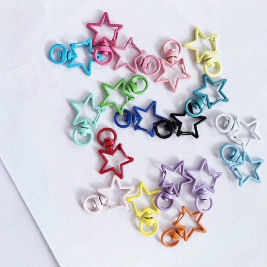 10pcs Stainless Steel Five-Pointed Star Shaped Keychain Hooks, For Diy ...