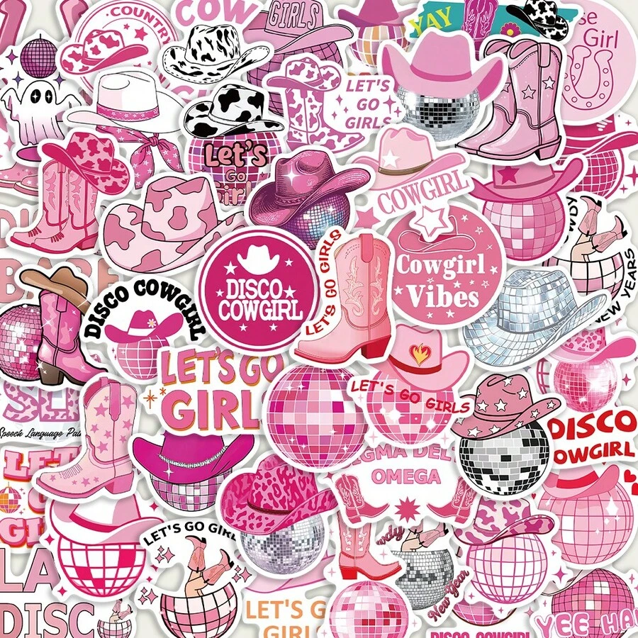 SCXXBSW 50pcs Disco Pink Cowboy Creative Fun Cartoon Stickers DIY ...