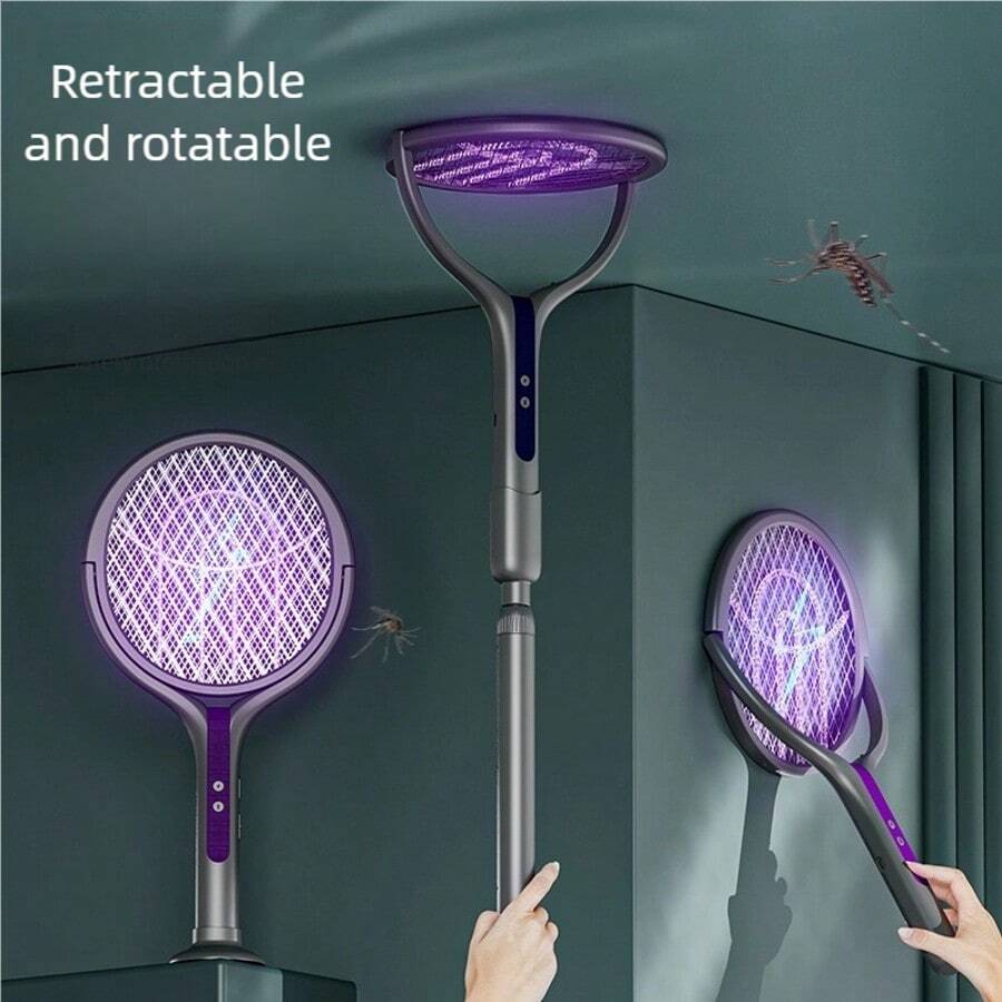 6-In-1 Rotating Head Rechargeable Mosquito Swatter With Telescopic ...