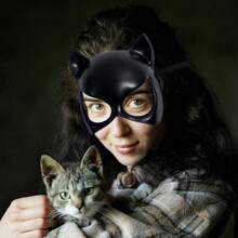 CyberPK 1pc Black Catwoman Mask Sexy Cat Face Mask Cosplay Mask Stage ...