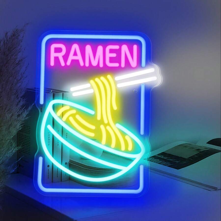 1 placa de neon ajustável para ramen, 1 placa iluminada de neon para ...