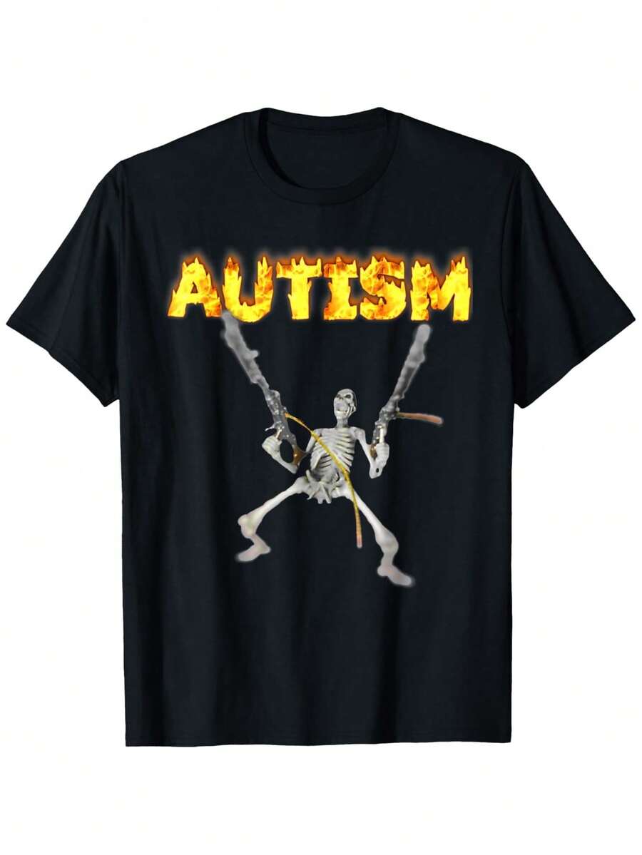 Autism Skull Funny Strange Specific Dank Meme T-Shirt | SHEIN