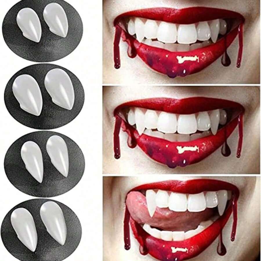 1 Pair Of Vampire Fangs Props, Suitable For Halloween Decoration ...