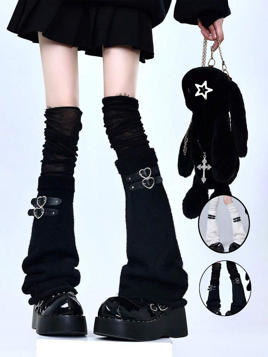 1 Pair Punk Style Leg Garters With Leather Strap Wide Leg Leg Warmers ...