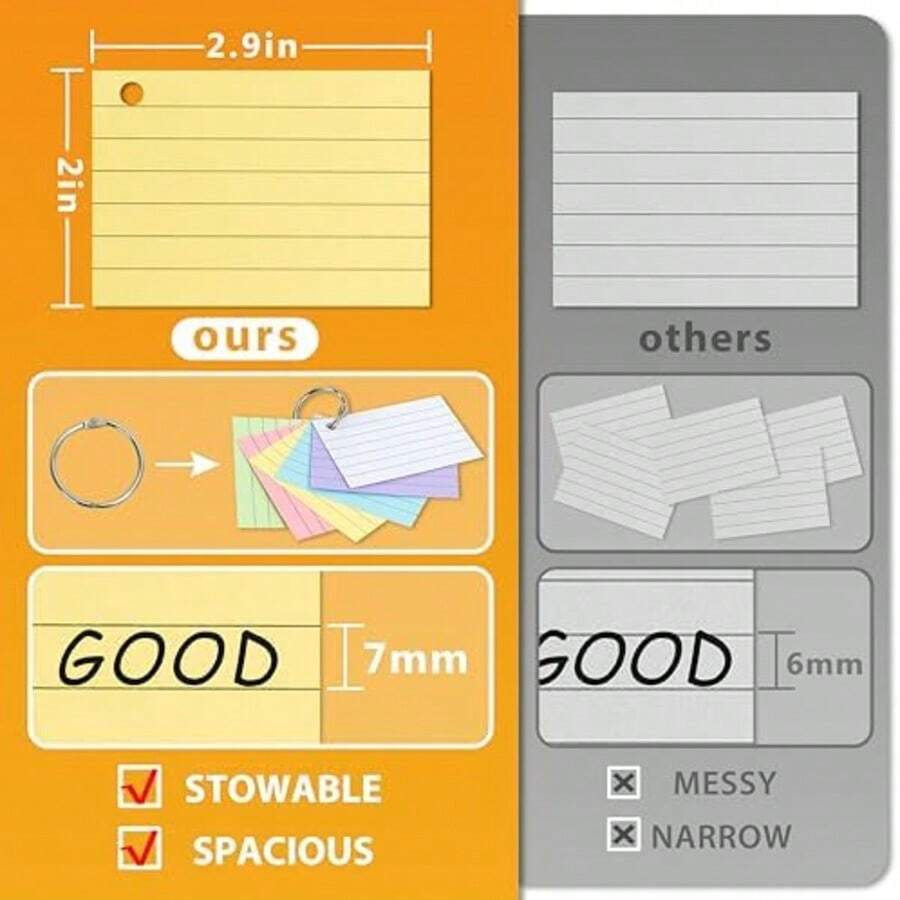 100pcs A8 Flash Card, 6 Pack 600 Pcs Revision Cards Index Cards With ...