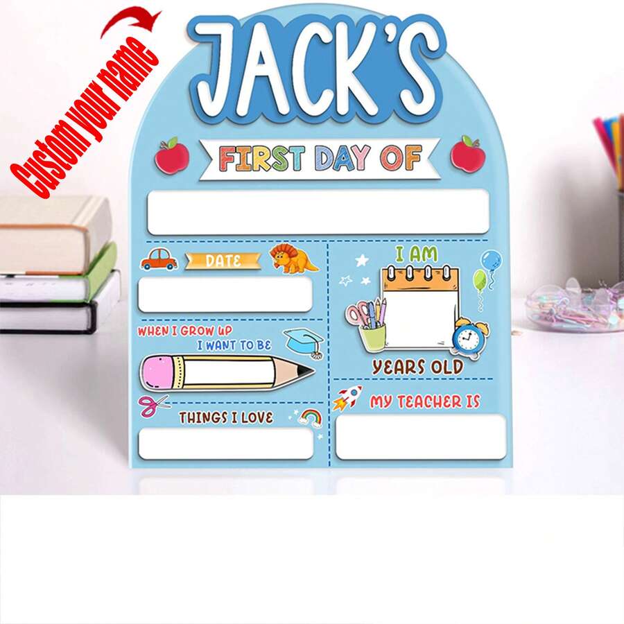 1 pieza Cartel personalizado y personalizado del primer día de escuela ...