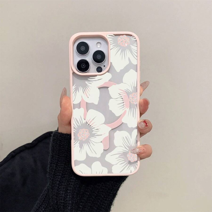 1PC Advanced Elegance White Petal Phone 16 Pro Case-Compatible With ...